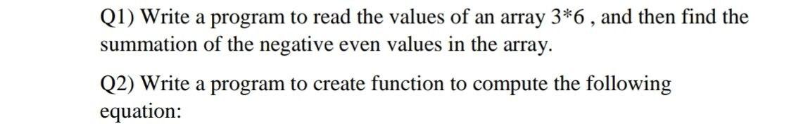 Solved a Q1) Write a program to read the values of an array | Chegg.com