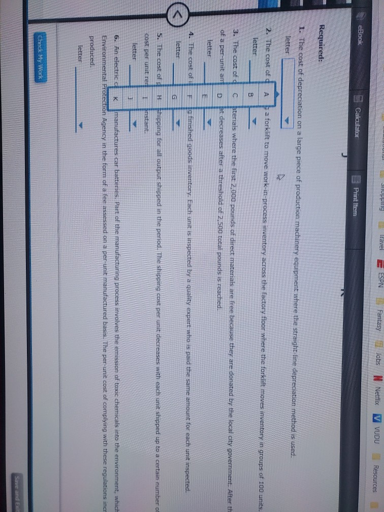 Solved eBook Calculator Print Item Matching Cost Behavior | Chegg.com