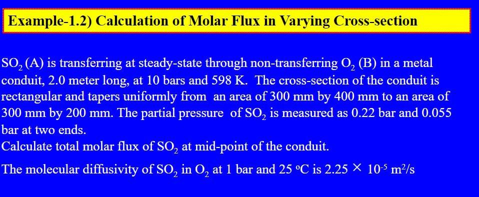 Solved Example-1.2) Calculation of Molar Flux in Varying | Chegg.com