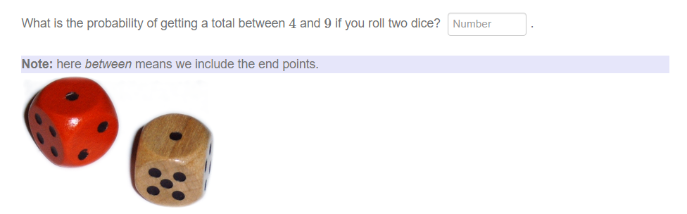Solved If we roll two dice the total is a number from 2 to | Chegg.com