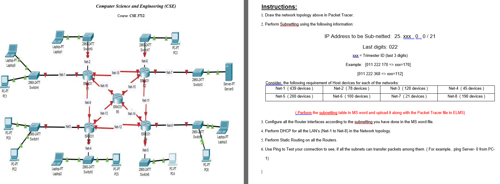 Solved Instructions:Draw the network topology above in | Chegg.com
