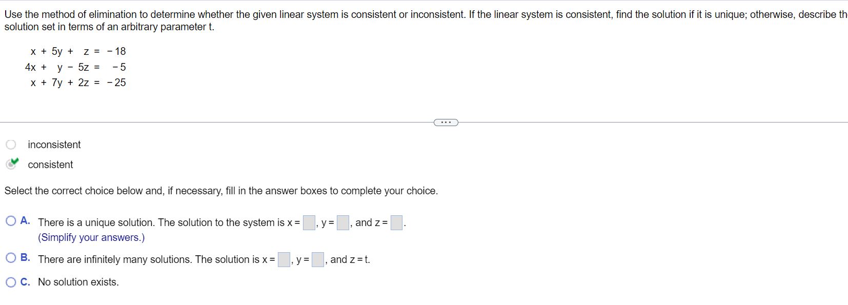Solved Use the method of elimination to determine whether | Chegg.com