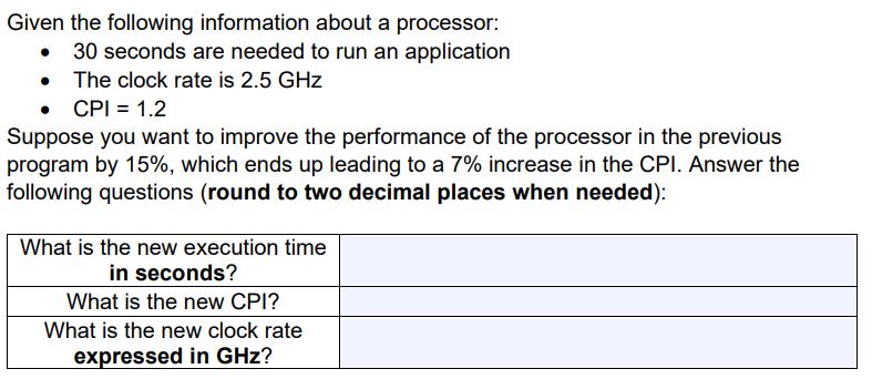 Solved Given the following information about a processor: - | Chegg.com
