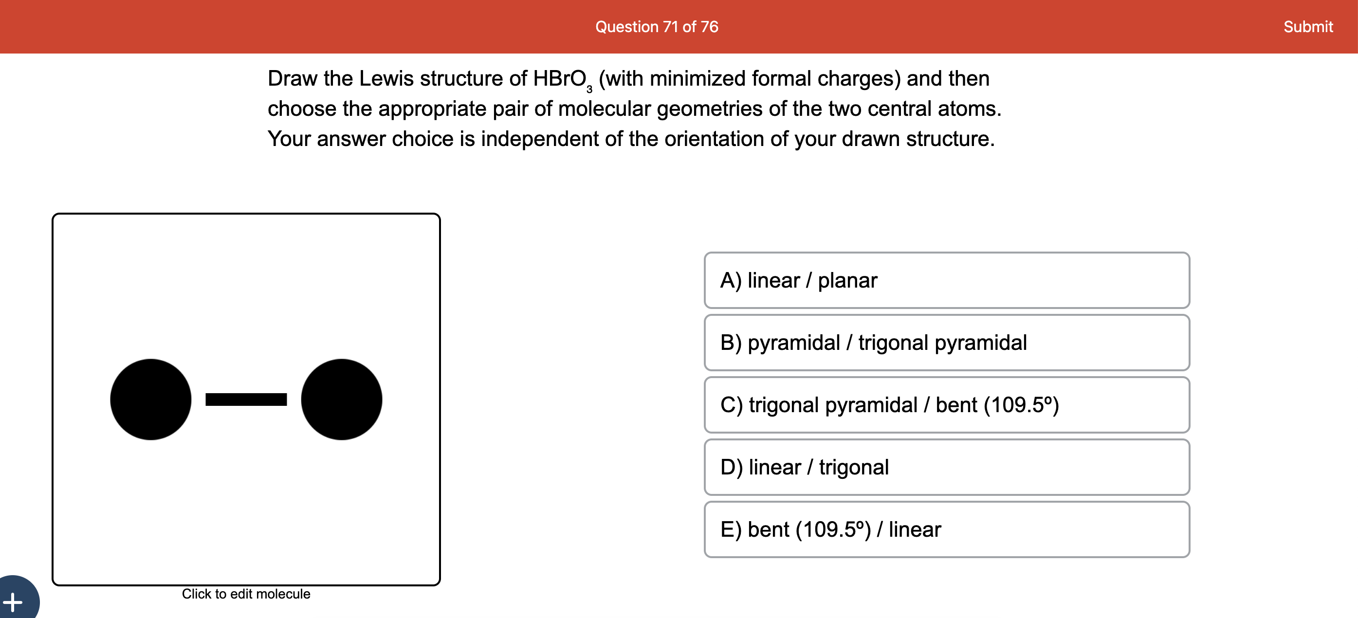 Solved Draw the Lewis structure of HBrO3 (with minimized | Chegg.com