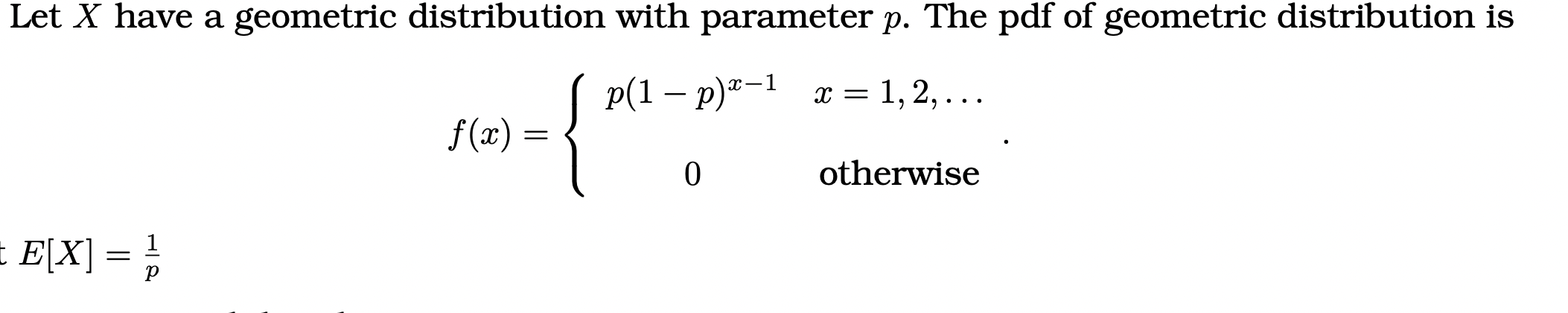 Solved f(x)={p(1−p)x−10x=1,2,… otherwise | Chegg.com
