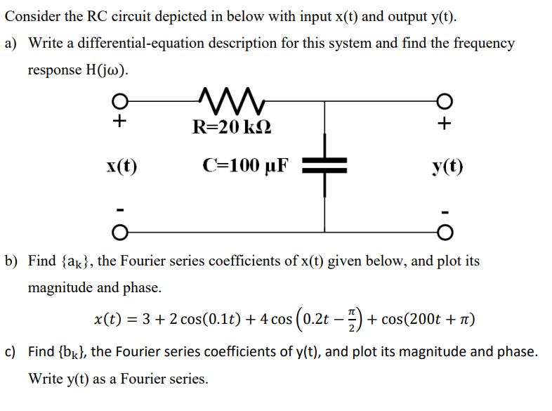 Solved Consider the RC circuit depicted in below with input | Chegg.com