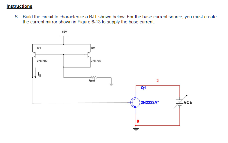 S. Build the circuit to characterize a BJT shown | Chegg.com