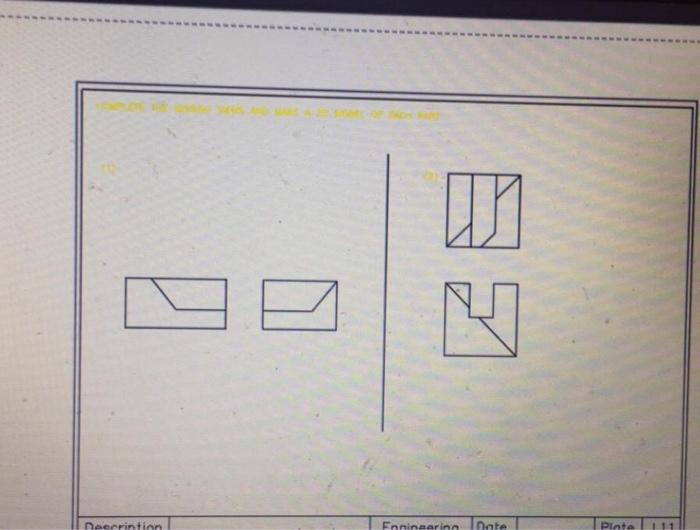 Solved Please complete the missing top view for the left | Chegg.com