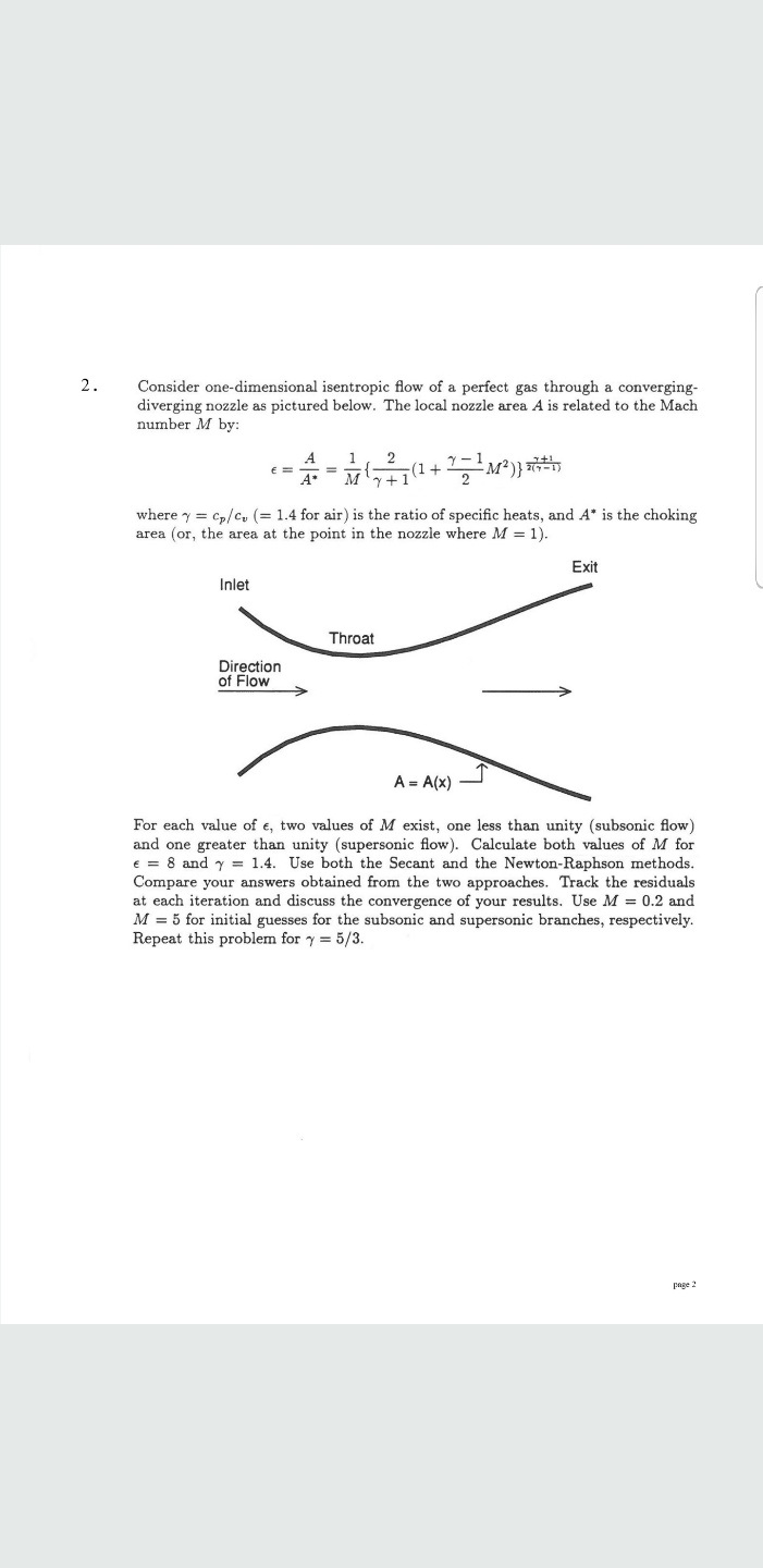 Solved 2. Consider one-dimensional isentropic flow of a | Chegg.com