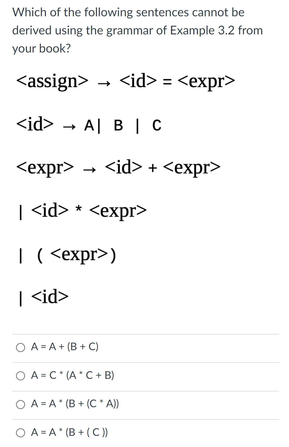 Solved Which of the following sentences cannot bederived | Chegg.com