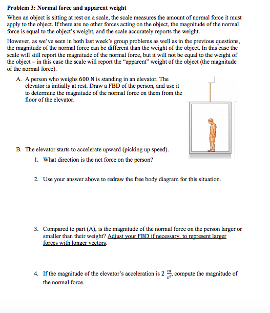 Solved Problem 3: Normal force and apparent weight When an | Chegg.com