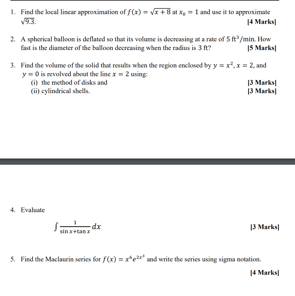 Solved 1. Find the local linear approximation of f(x) = VX + | Chegg.com