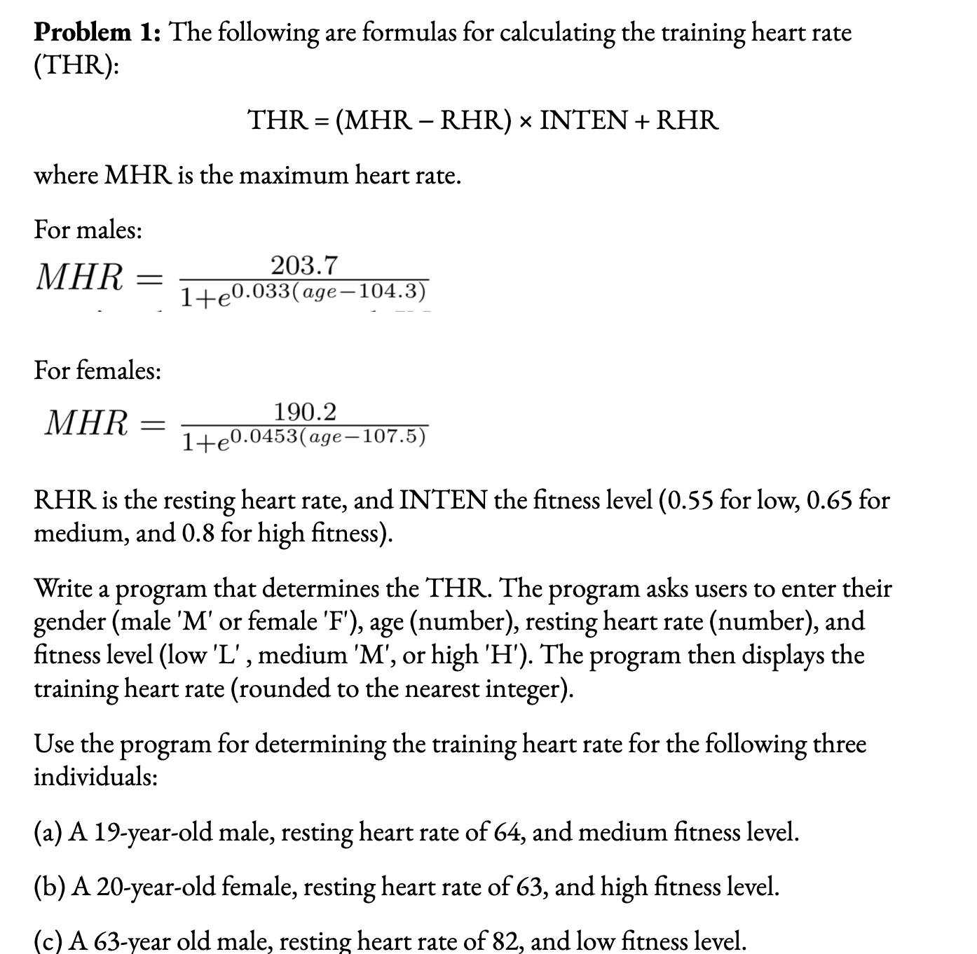 Solved Problem 1: The following are formulas for calculating | Chegg.com