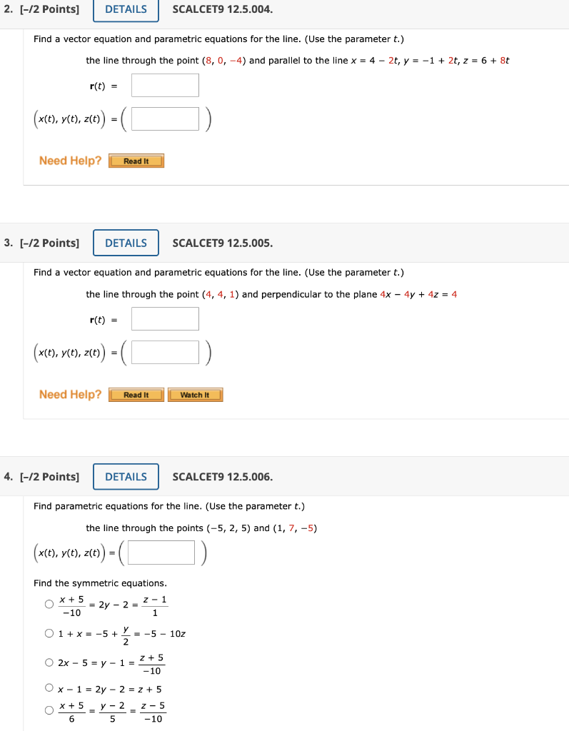 Solved -/2 Points] SCALCET9 12.5.004. Find a vector | Chegg.com