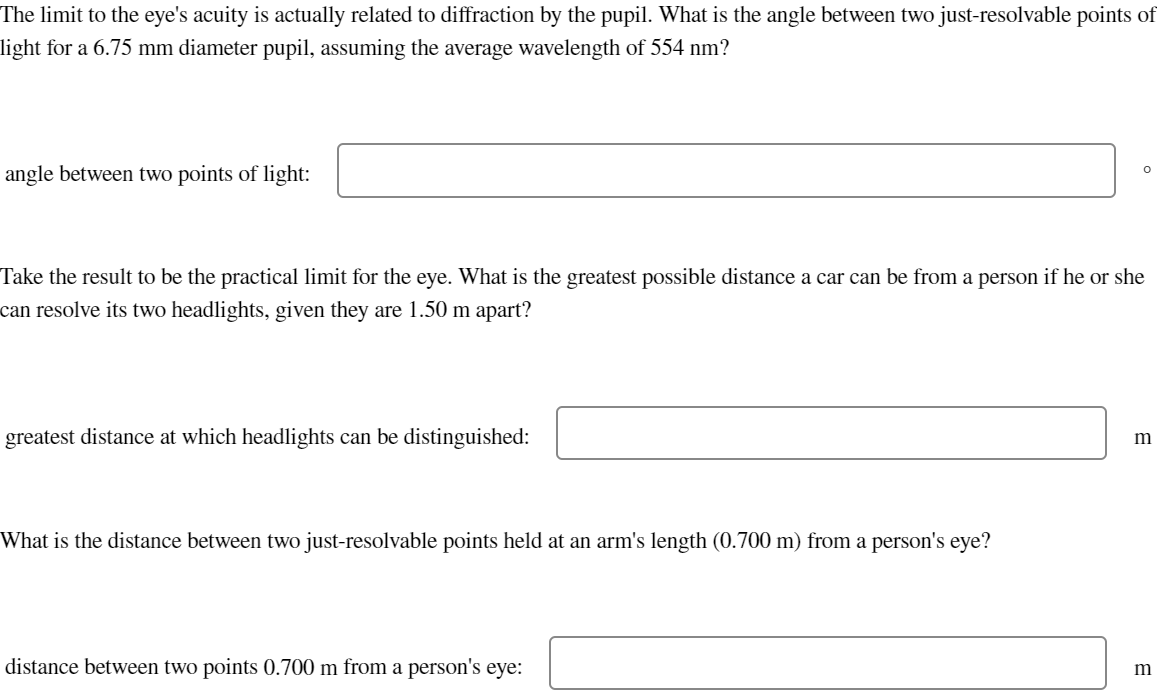 Solved The Limit To The Eyes Acuity Is Actually Related To