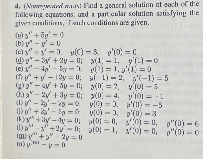 Solved 4. (Nonrepeated roots) Find a general solution of | Chegg.com
