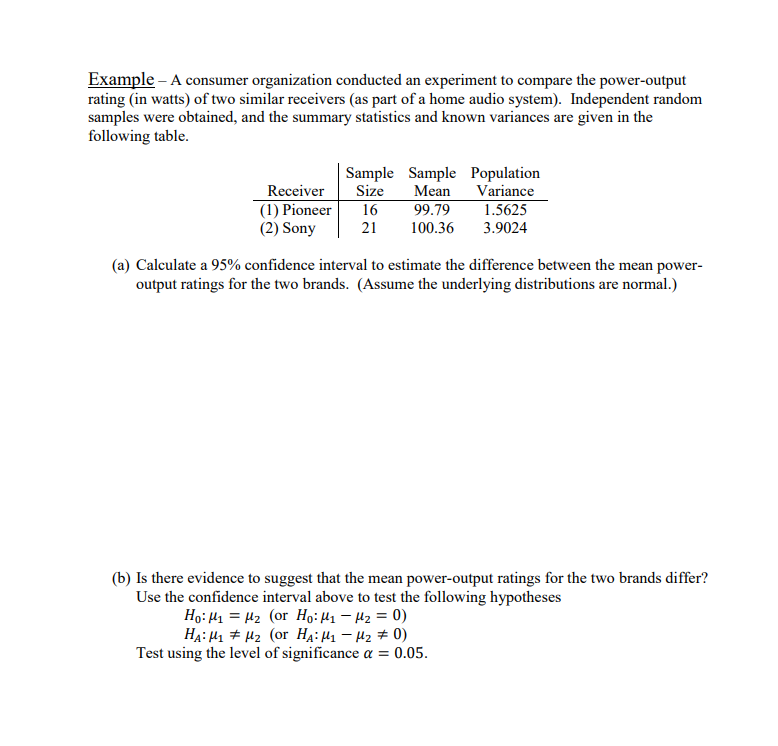 Solved Example – A consumer organization conducted an | Chegg.com