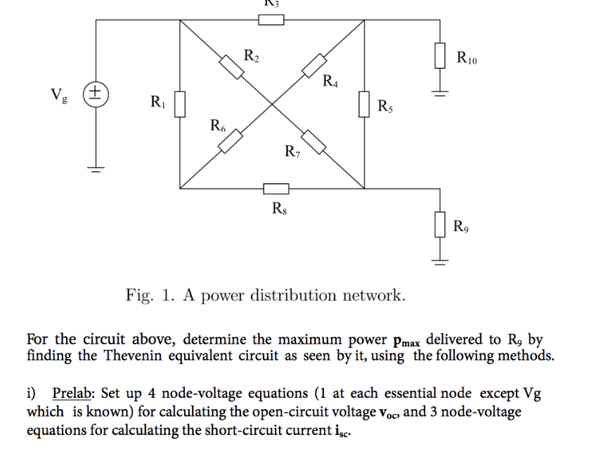 Solved V, ♡ RU ORS Fig. 1. A power distribution network. For | Chegg.com