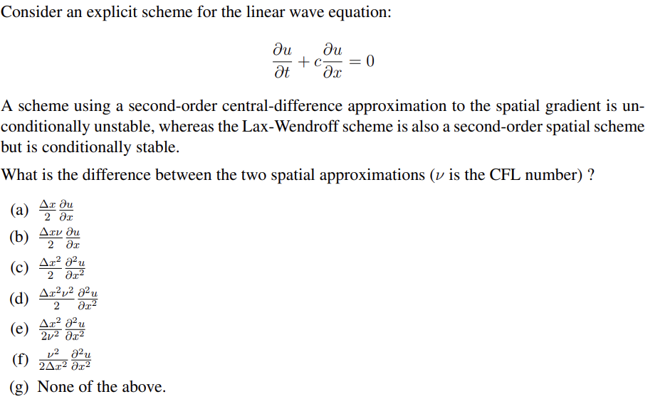 Solved Consider an explicit scheme for the linear wave | Chegg.com