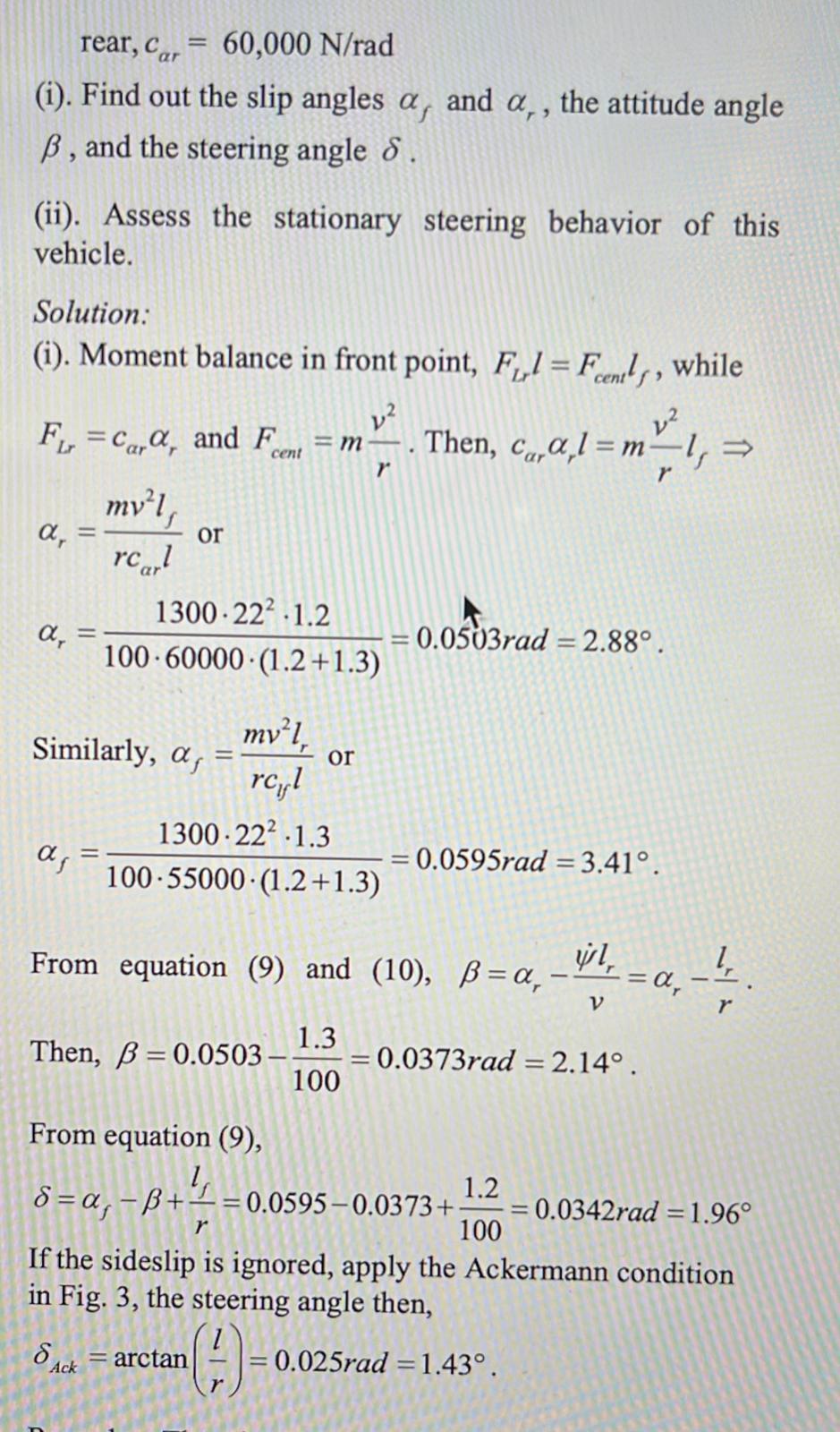 Solved 6. EXAMPLES Example 1: The stationary steering | Chegg.com