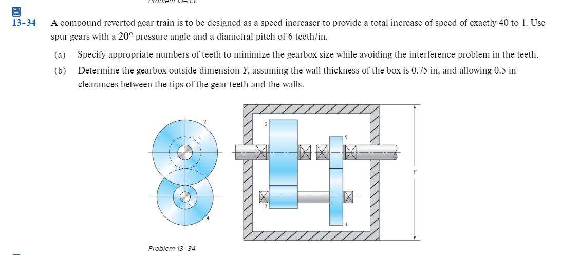 Solved ProDen 13-33 13-34 A compound reverted gear train is | Chegg.com