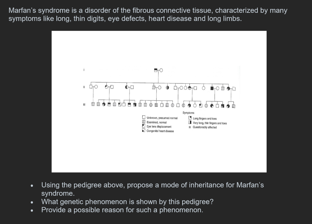 Solved Marfan's syndrome is a disorder of the fibrous | Chegg.com