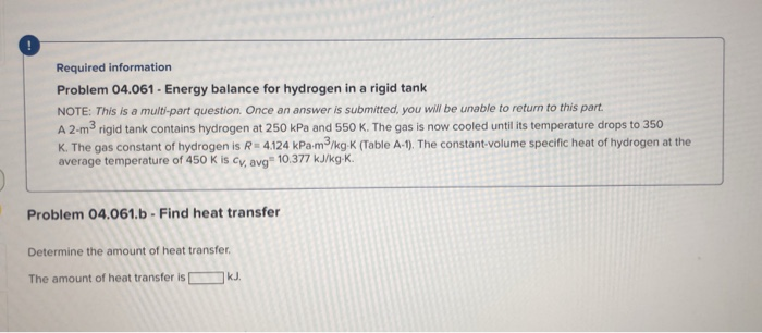 Solved Required information Problem 04.061-Energy balance | Chegg.com
