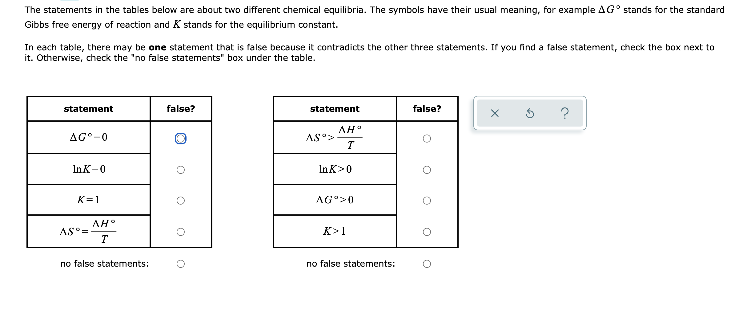 Solved The statements in the tables below are about two | Chegg.com