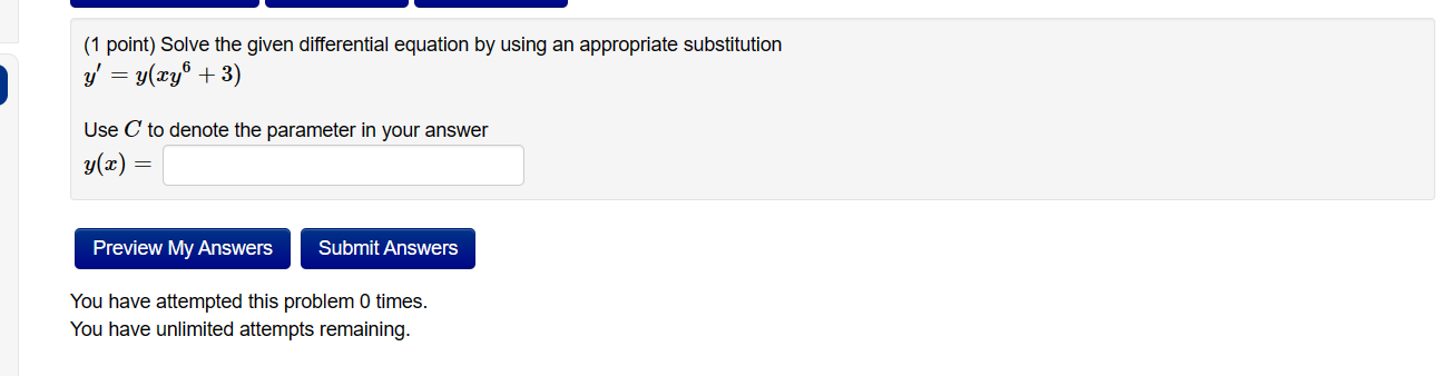 Solved (1 point) Solve the given differential equation by | Chegg.com