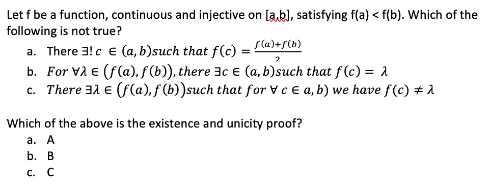 Solved Let F Be A Function Continuous And Injective On A 5612