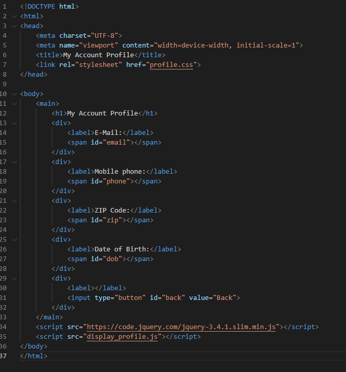 Solved Code Provided: display_profile.js "use | Chegg.com