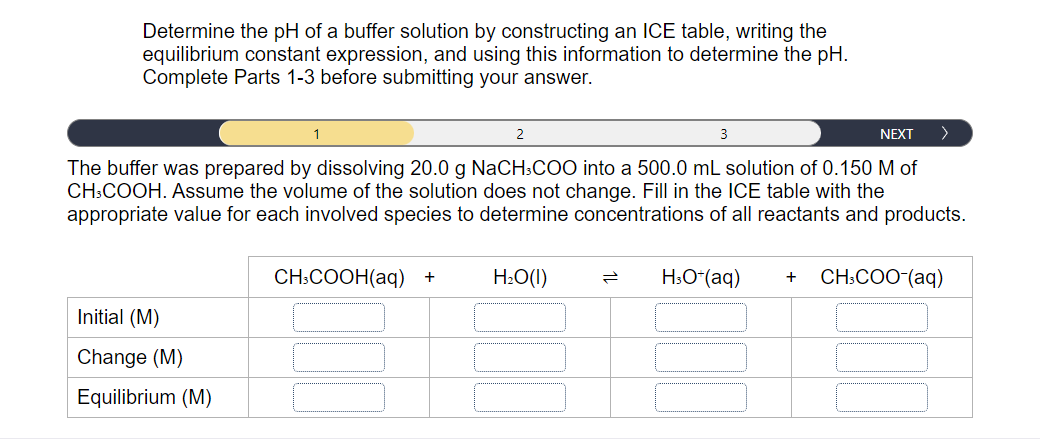Solved Determine the pH of a buffer solution by constructing | Chegg.com