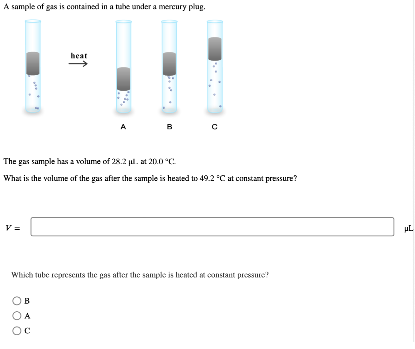Solved A sample of gas is contained in a tube under a | Chegg.com