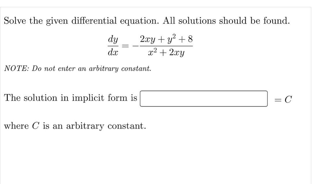 Solved Solve the given differential equation. All solutions | Chegg.com
