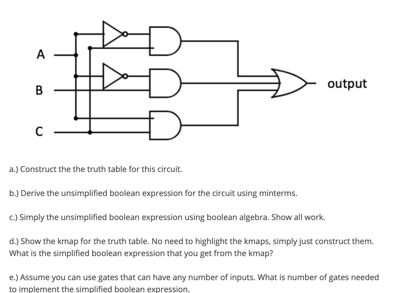 Solved A output B C a.) Construct the the truth table for | Chegg.com