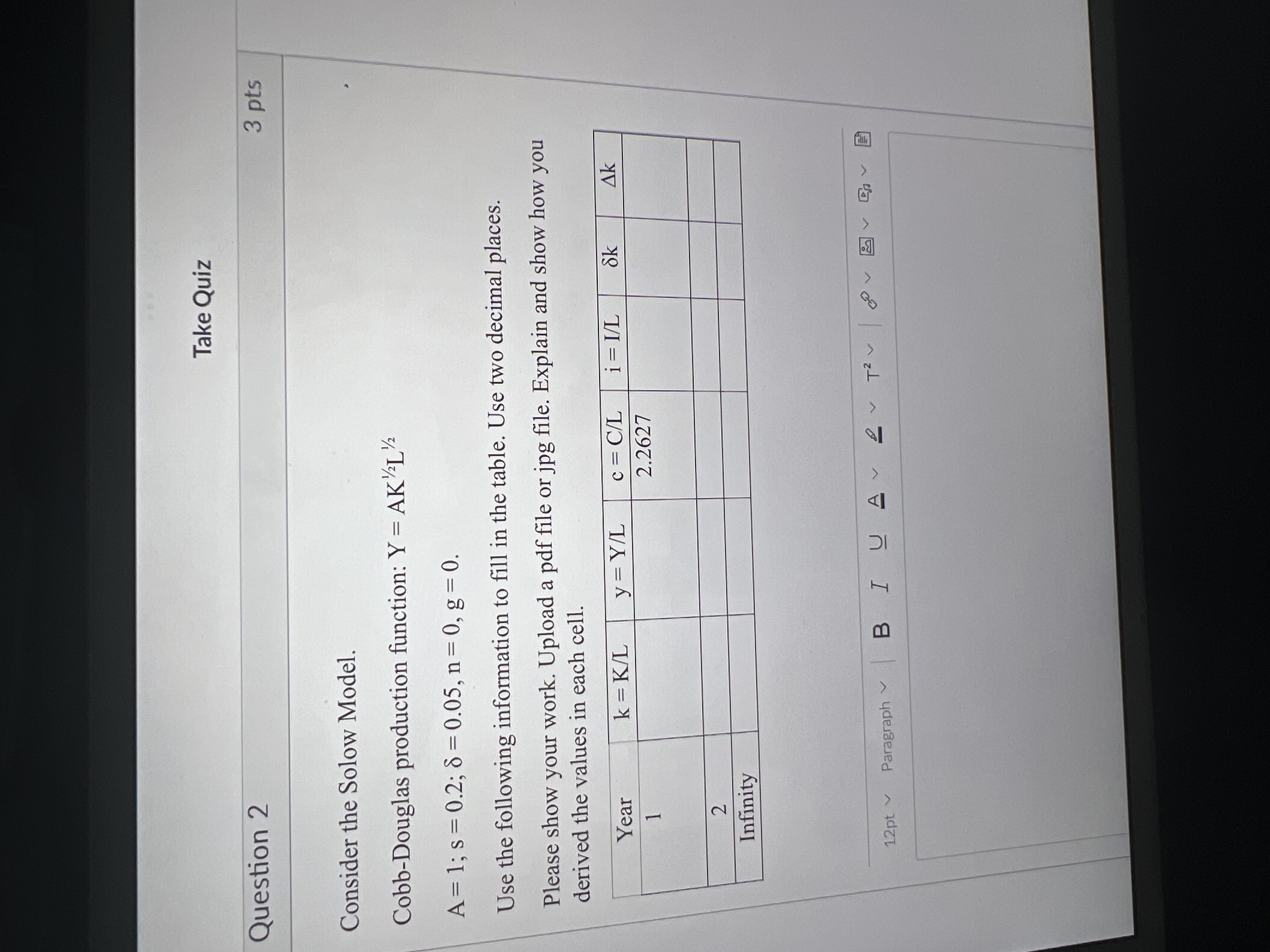 Solved Consider the Solow Model. Cobb-Douglas production | Chegg.com