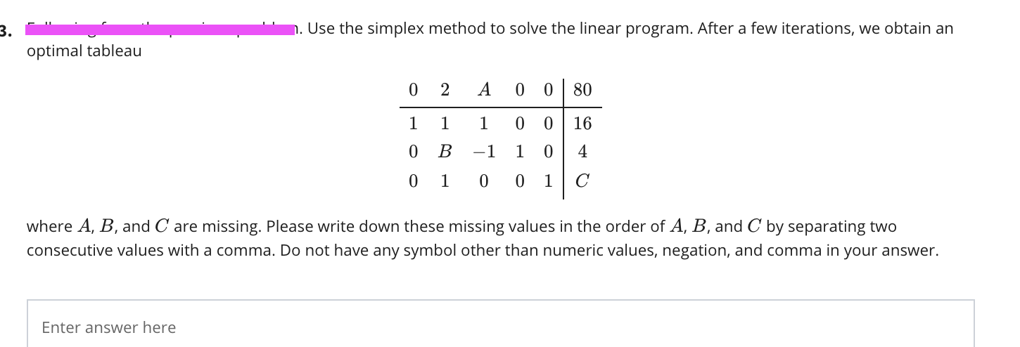 3. n. Use the simplex method to solve the linear | Chegg.com