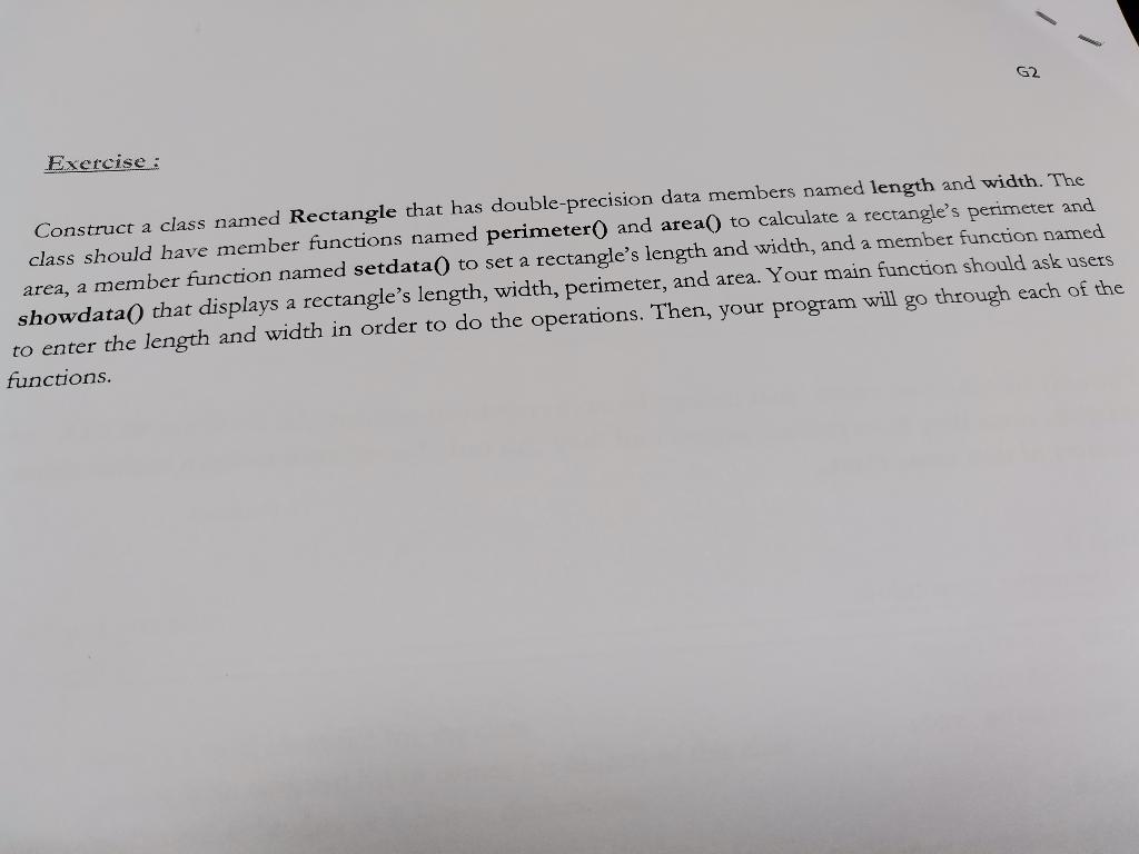 Solved Excrcise Construct A Class Named Rectangle That Has 5922