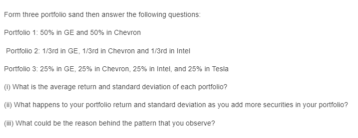 Form three portfolio sand then answer the following | Chegg.com