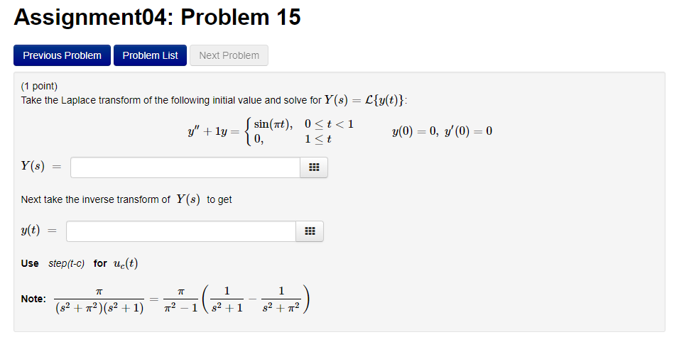 Solved Assignment04 Problem 15 Previous Problem Problem 