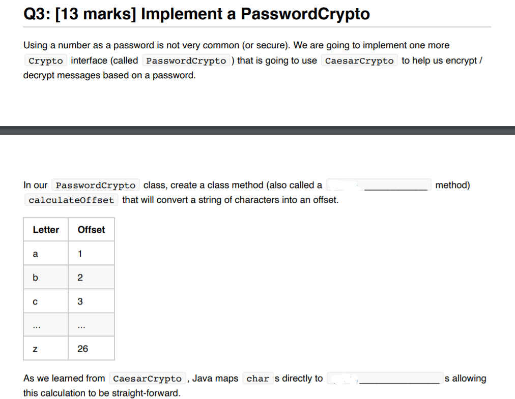 Solved Q1: [5 marks] Cryptography Interface To support | Chegg.com