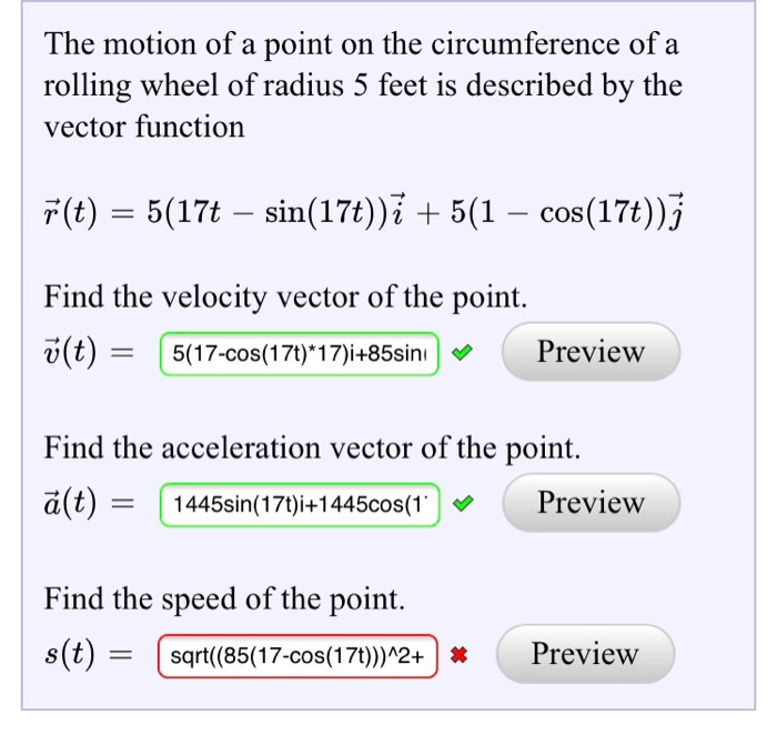 Solved The motion of a point on the circumference of a | Chegg.com