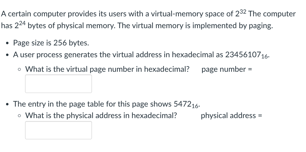 Solved A certain computer provides its users with a | Chegg.com