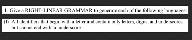 1. Give a RIGHT-LINEAR GRAMMAR to generate each of | Chegg.com