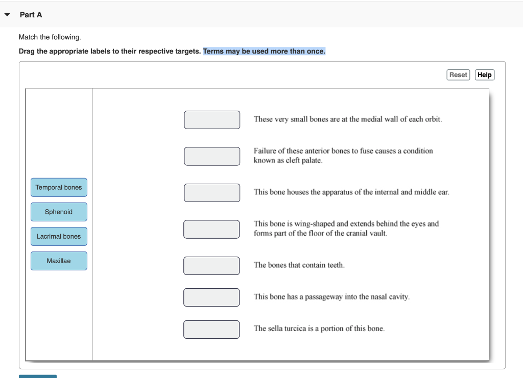 Solved Part A Match the following. Drag the appropriate | Chegg.com