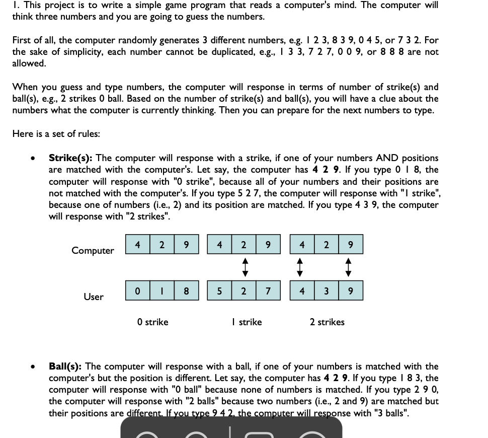 Solved I. This project is to write a simple game program | Chegg.com
