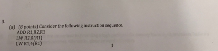 Solved Consider the following instruction sequence. ADD R1, | Chegg.com