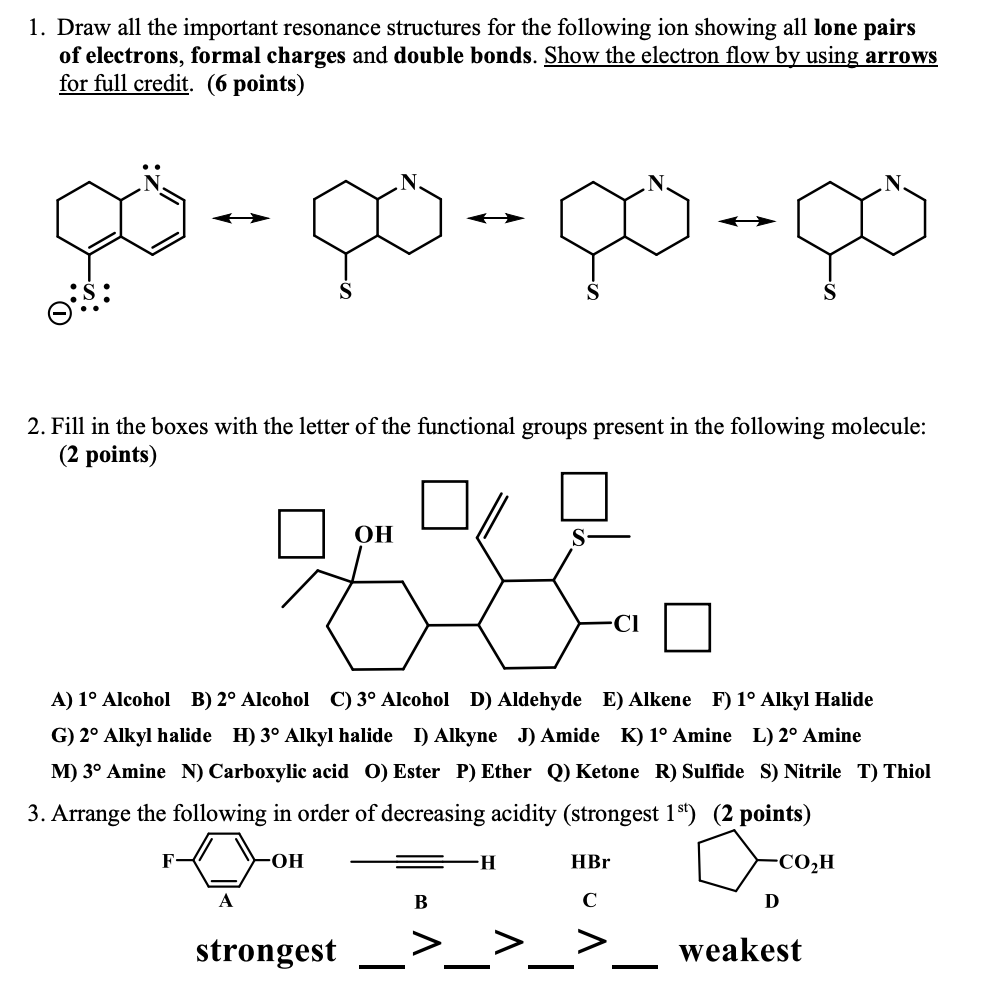 Solved Draw all the important resonance structures for the | Chegg.com