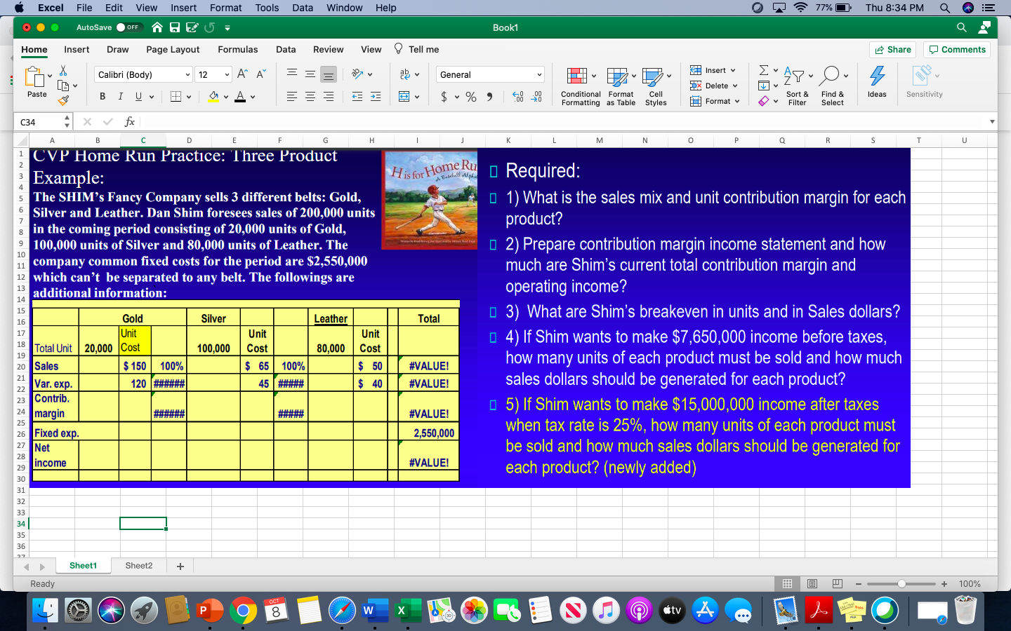 Solved Excel File Edit View Insert Format Tools Data Window | Chegg.com