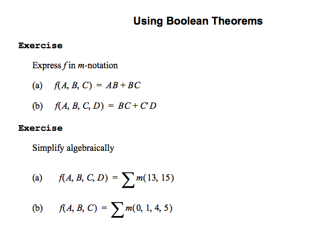 Solved Using Boolean Theorems Exercise Express fin | Chegg.com